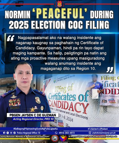 Northern Mindanao ‘Peaceful’ During 2025 Election COC Filing, Says ...